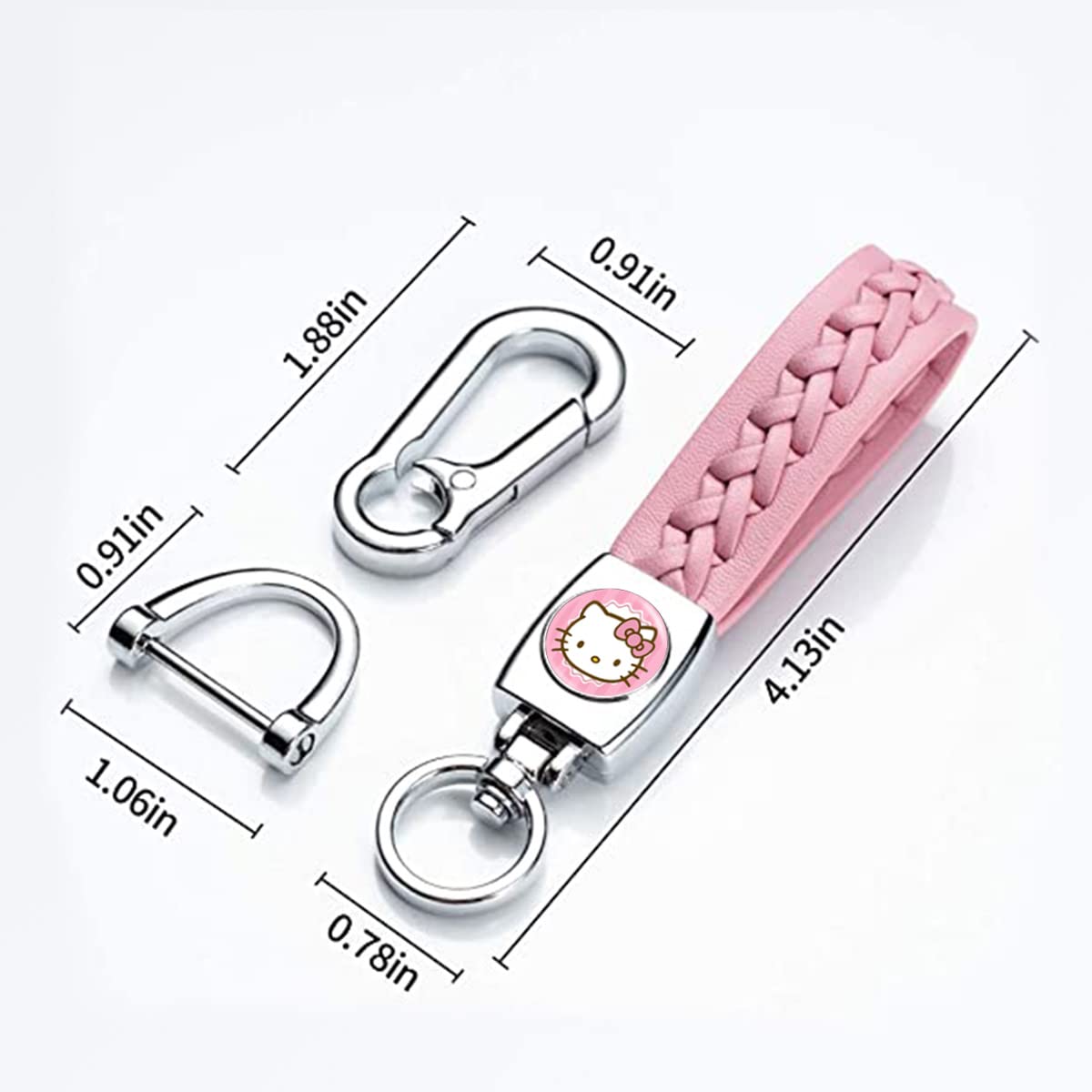 TOATEE for Hello Kitty Keychain Leather Key Chain Cute Keychains Kawaii Keyring For Hello Kitty Car Accessories(Braided rope style)
