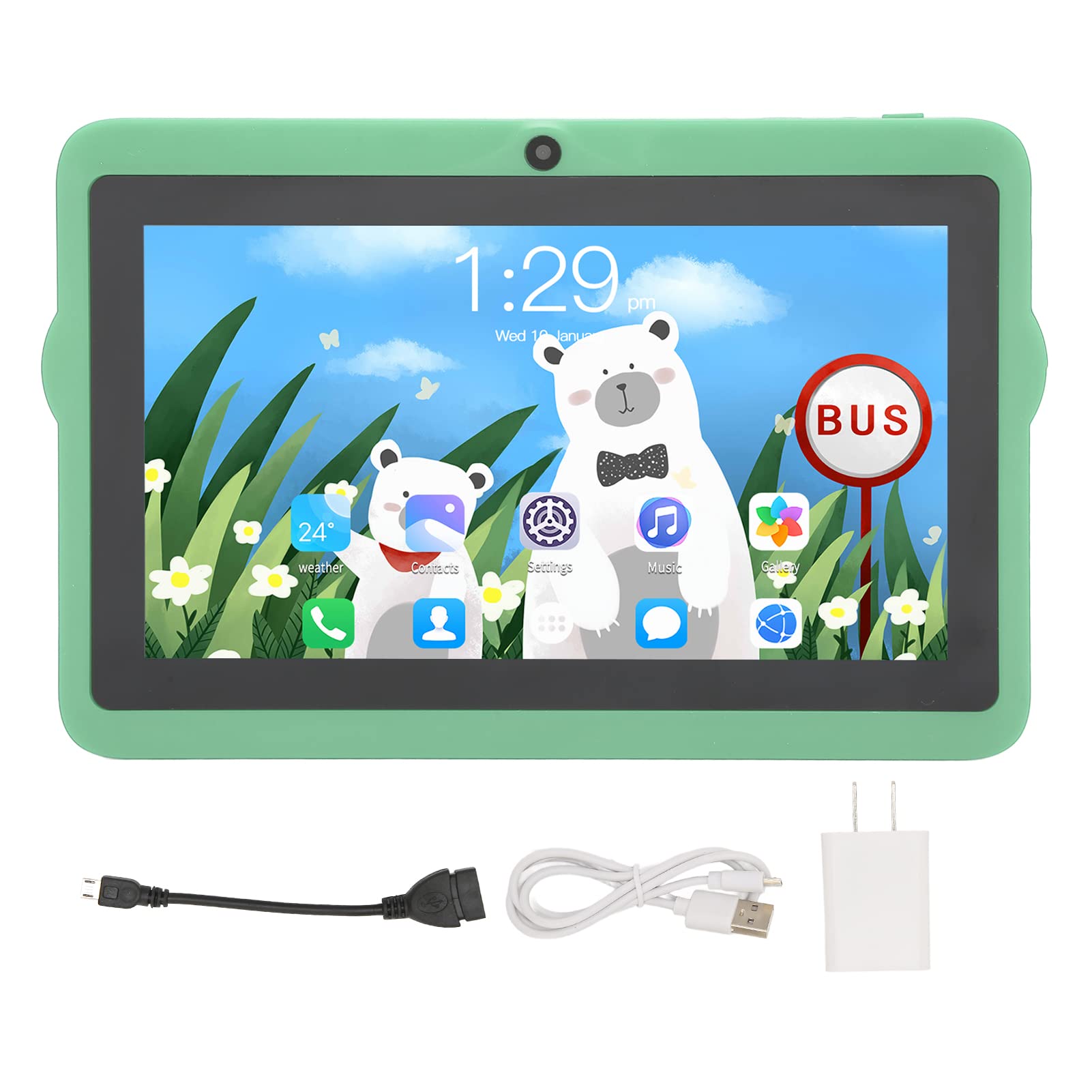 Vikye 7in Kids Tablet, 5G WiFi Dual Band Toddler Tablet Dual Camera 5000 mAh Battery 2GB 32GB 8 Cores CPU Tablet for Android10 (US Plug)