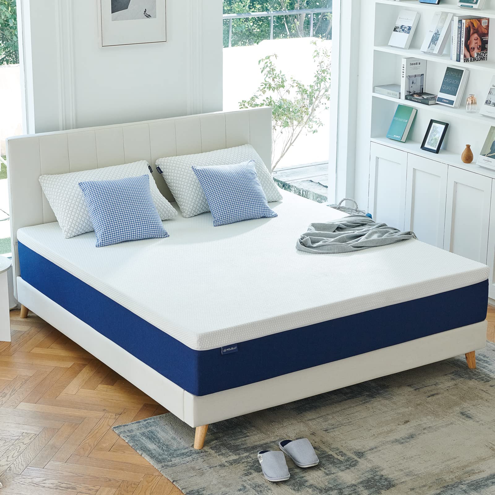 Molblly Queen Mattress, 12 inch Gel Memory Foam Mattress with CertiPUR-US Bed Mattress in a Box for Sleep Cooler & Pressure Relief, Queen Size