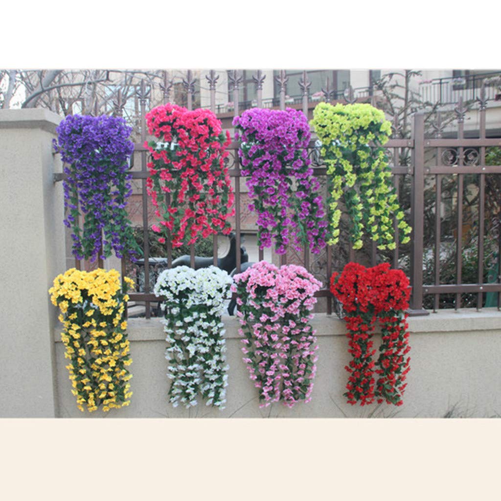 Naiflowers Artificial Flowers, Fake Outdoor UV Resistant Plants Faux Plastic Greenery Shrubs Indoor Outside Hanging Planter Home Kitchen Office Wedding Garden Decor (Blue)