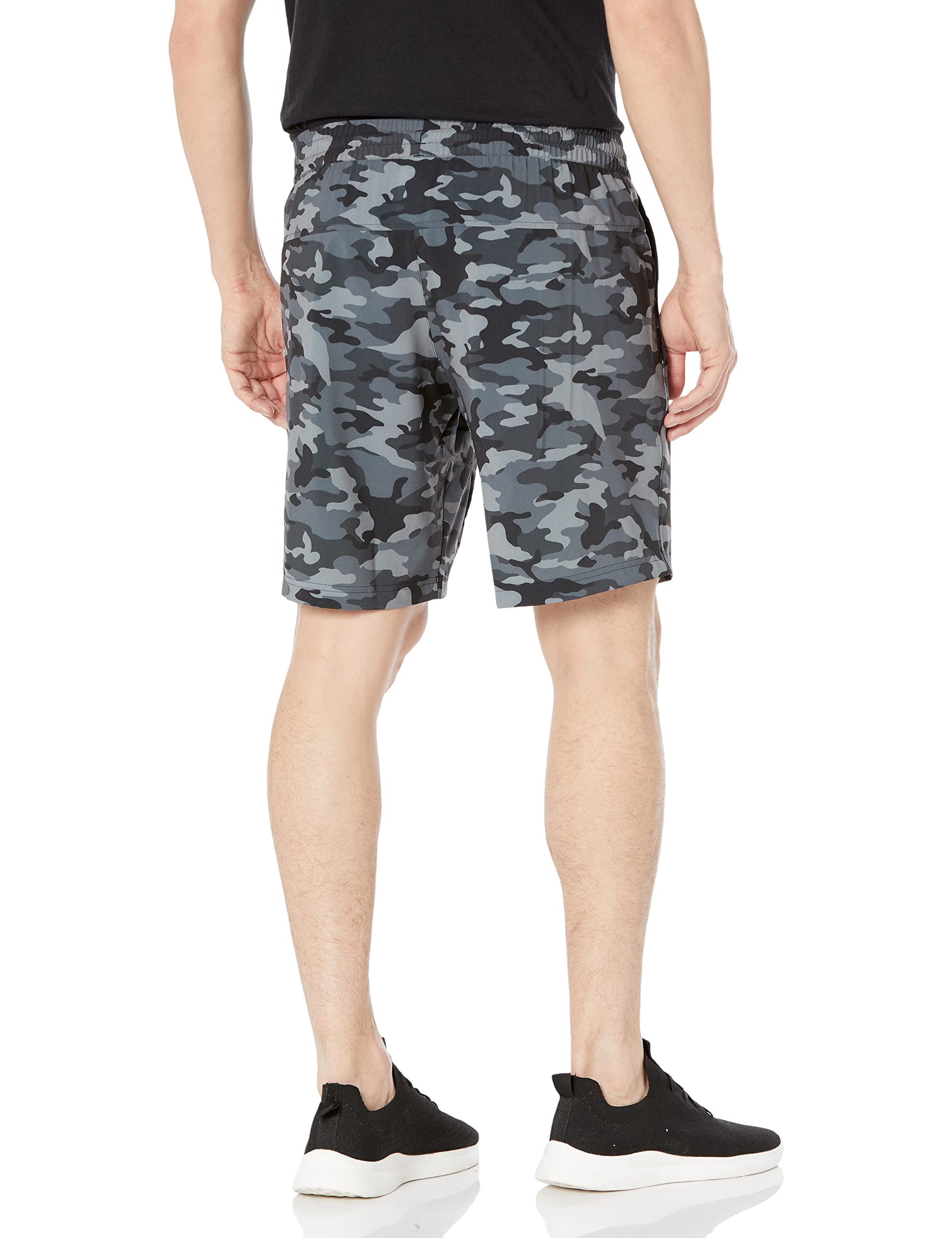 Reebok Men's Standard Workout Ready Graphic Shorts, Black/Grey All Over Camo Print, Large