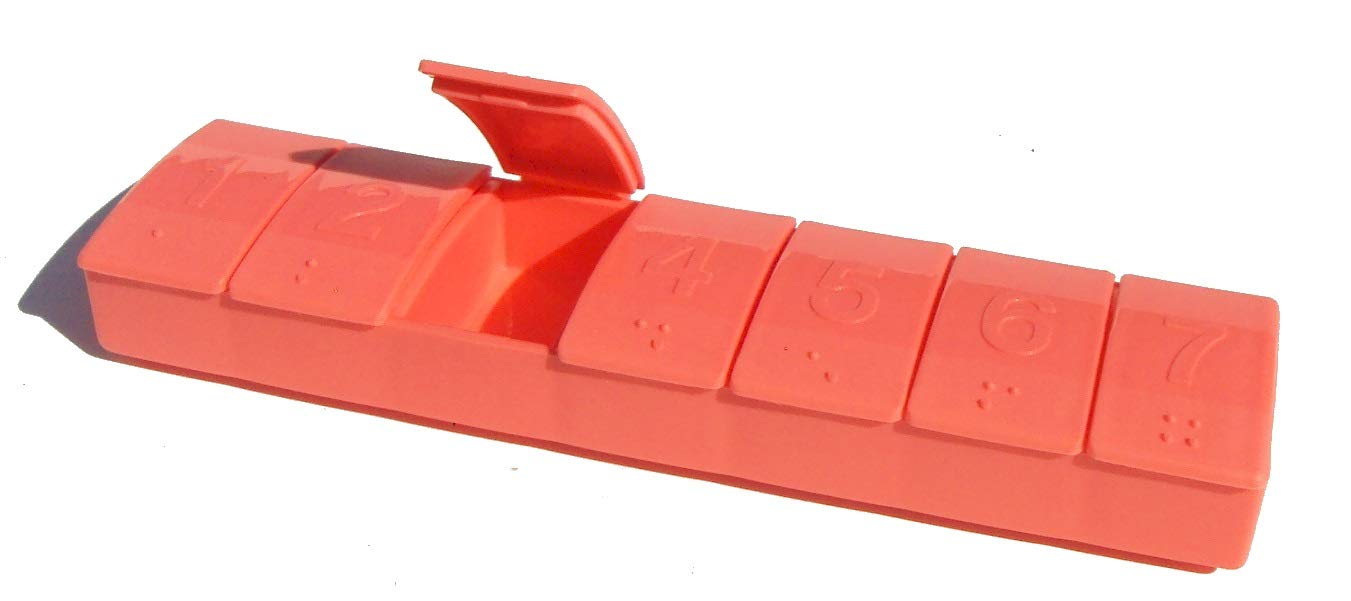 Tupperware Gadget 7 Day Pill Keeper Divided Storage Container Organizer Coral