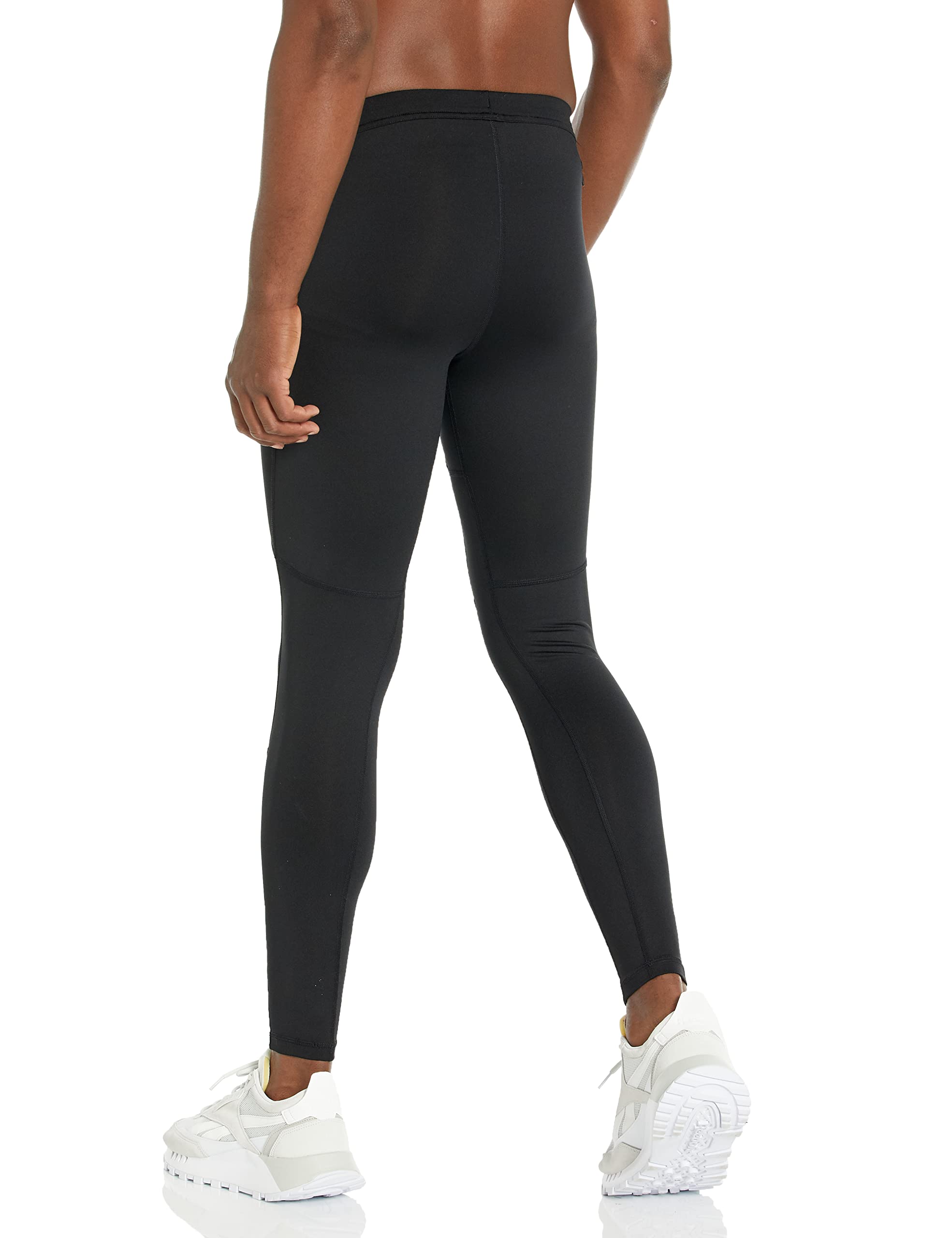 Reebok Men's Standard Running Tights, Black/Small Logo Grey, Large