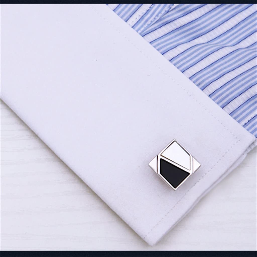 Shirt Men's French Cufflinks Black and White Shell Metal Irregular Splicing Cufflinks Buttons (Color : A, Size : 16 * 16mm) (A 16 * 16mm)