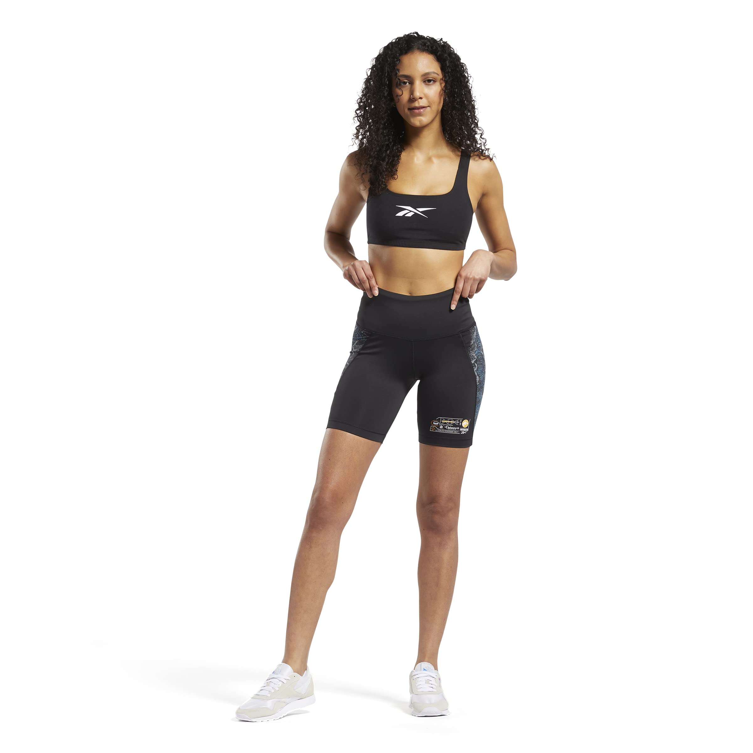 Reebok Women's Standard Active Bike Shorts, Jurassic World/Black, Small