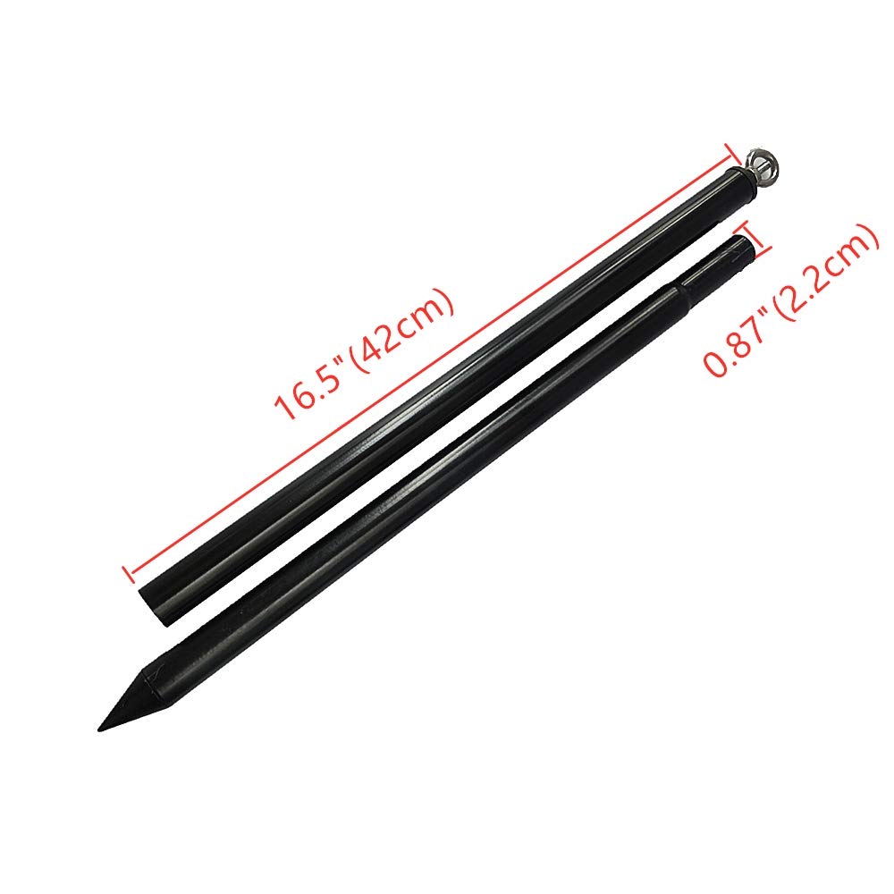 MMoon-L&F Adjustable Tent Tarp Canopy Pole Set of 1 for Camping Shelters and Awnings 6 Sections 7.6 feet Height Black Surface Durable Steel Rod