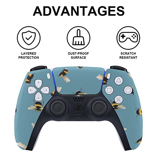 Watercolor Bumblebee Pattern Full Protective Skin Cover Design Wrap Decal Sticker Compatible with PS5 Digital Edition Console and Controller