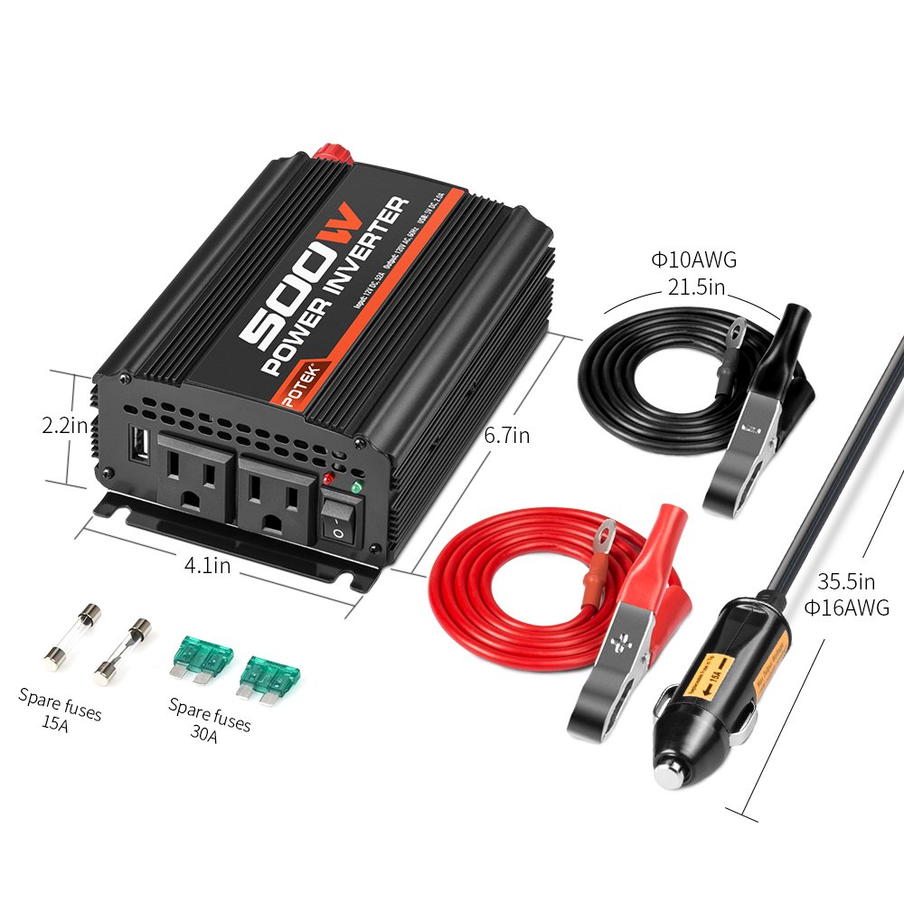 POTEK 2000W Pure Sine Wave Inverter with Automatic Transfer Switch 12V DC to 120V AC and Bluetooth