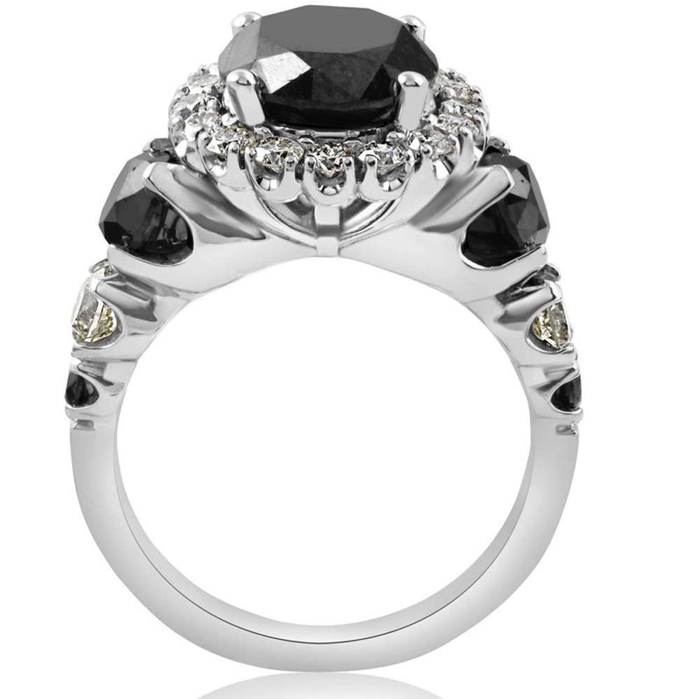 PJ 5.00 CT Round Black Diamond Antique Halo Wedding Engagement Ring 14KT White Gold Over (12)
