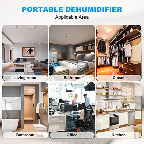 Terrug 320 Sq. Ft Dehumidifier 1000ml 35oz Portable Ultra-Quiet Effective Dehumidifiers with Auto-Off, Colorful Night Lights and Defrost Function for Room (up to 320 Sq. Ft), Closet, Bedroom, Cabinet and Bathroom
