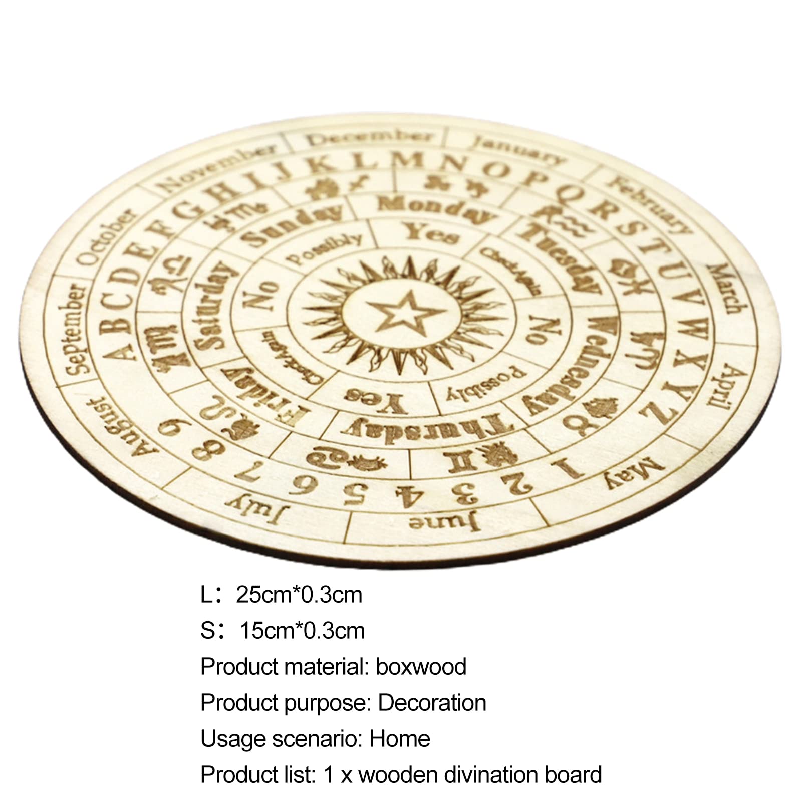 warkul Wooden Ouija Board Polished Burr-Free Divination Metaphysical Message Board for Home Wiccan Altar Board