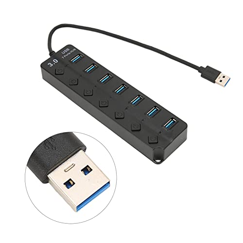 USB3.0 Hub, Portable USB3.0 Splitter High Speed Transmission Wide Compatibility Plug and Play for Keyboard for Mouse  for Mobile Hard Disk(Black)