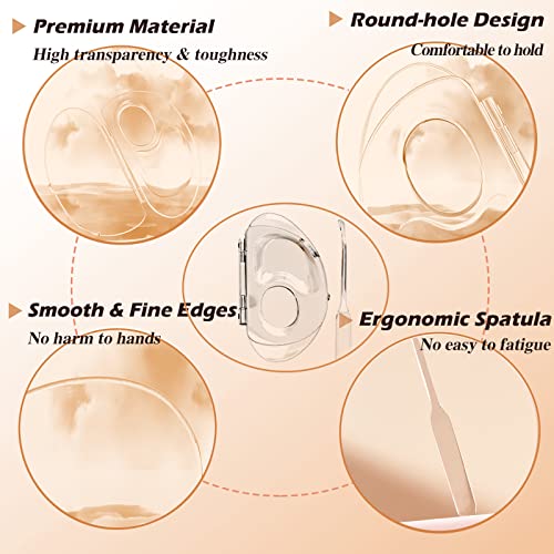 Penugo 180 Degree Folding Acrylic Makeup Mixing Palette, Plastic Foundation Makeup Facial Palette with Felt Bag, Transparent Spatula Tool for Eyeshadow Liquid Foundation Cosmetic Pigment Mixing