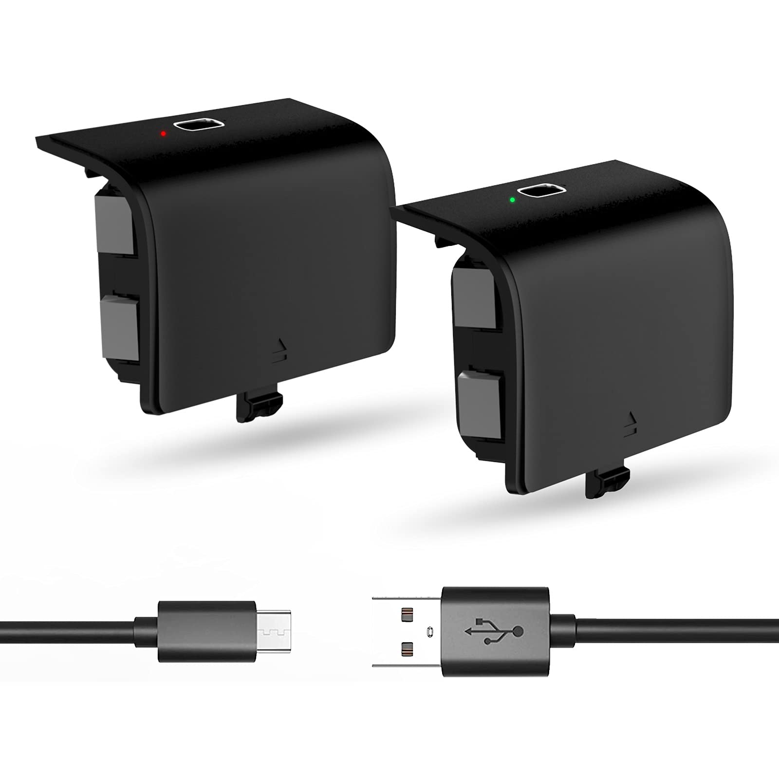 NBCP Rechargeable Battery Packs for Xbox Series X|S Controllers, 2 X 850mAh Xbox Series X|S Controller Battery Packs Wire Charging Cable LED Indicator