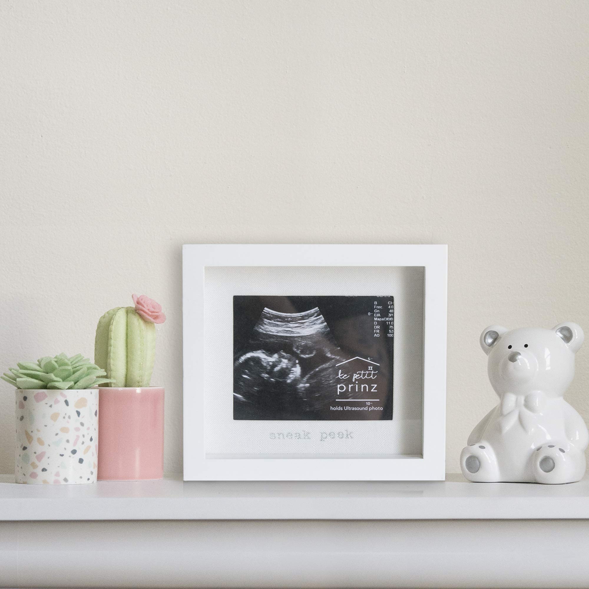 PRINZ Le Petit Sneak Peek Sonogram Picture Frame, White