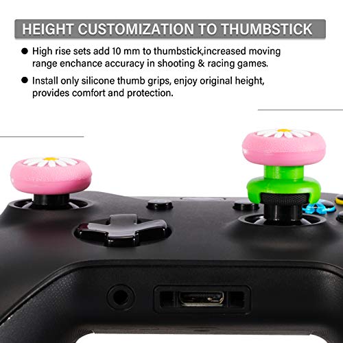 Playrealm FPS Thumbstick Extender & 3D Texture Rubber Silicone Grip Cover 2 Sets for Xbox Series X/S & Xbox One Controller(Daisy Coral)