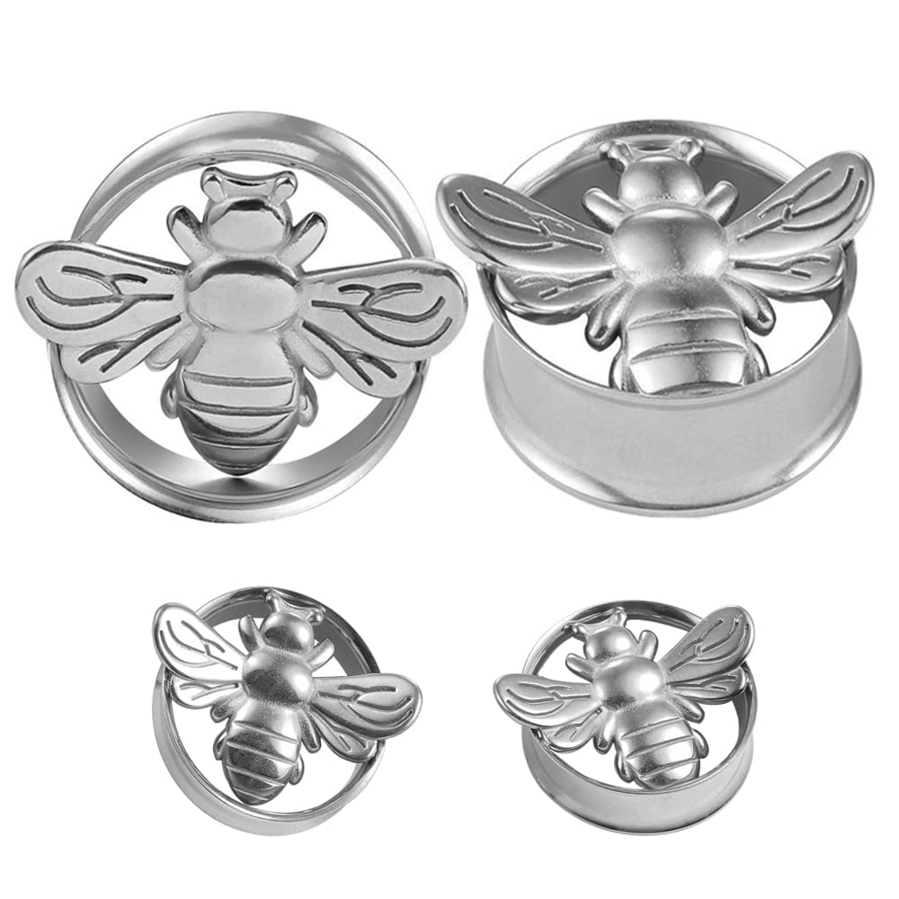 SUPTOP Ear Gauges Ear Plugs and Tunnels for Women Surgical Steel Screwed Ear Tunnels Bee Unique stretched Ears Size 0G