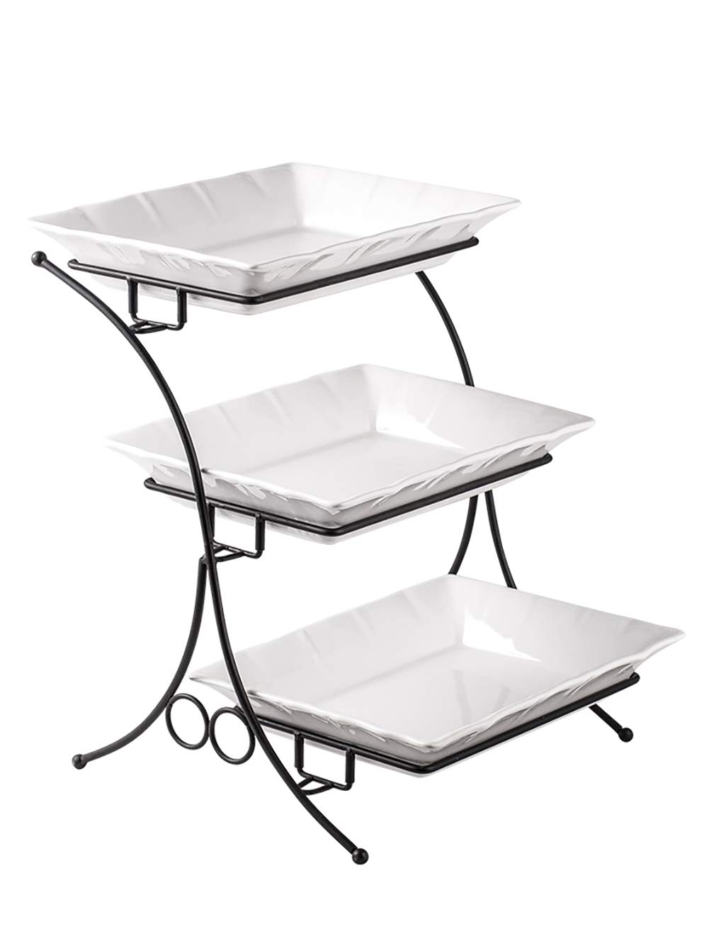 YHOSSEUN Porcelain Baking Set with Stand Tiered Serving Stand 3 Tier Buffet Server with Casserole Perfect Tray for Serving Display Large Size