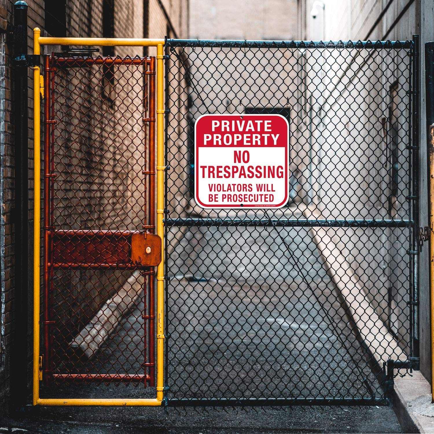 Private Property No Trespassing Sign, Violators Will Be Prosecuted Sign, 12 x 12 Inches Square, 040 Rust Free Aluminum, UV Protected and Waterproof, Weather Resistant, Durable Ink, Easy to Mount