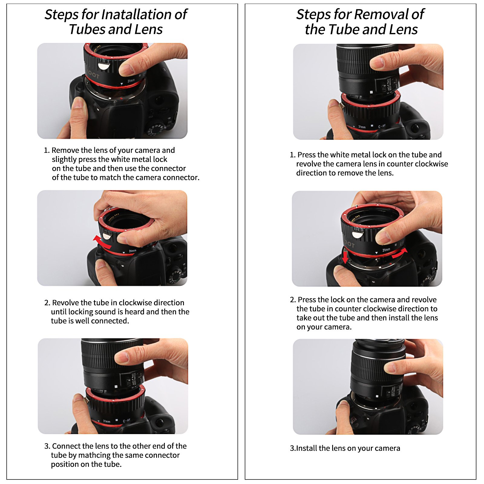 SHOOT AF Auto Focus Macro Extension Tube Set for Canon EOS EF EF-S Lens DSLR Cameras 1100D 700D 650D 600D 550D 500D 450D 400D 350D 300D 100D 70D Close-up(13mm 21mm 31mm)