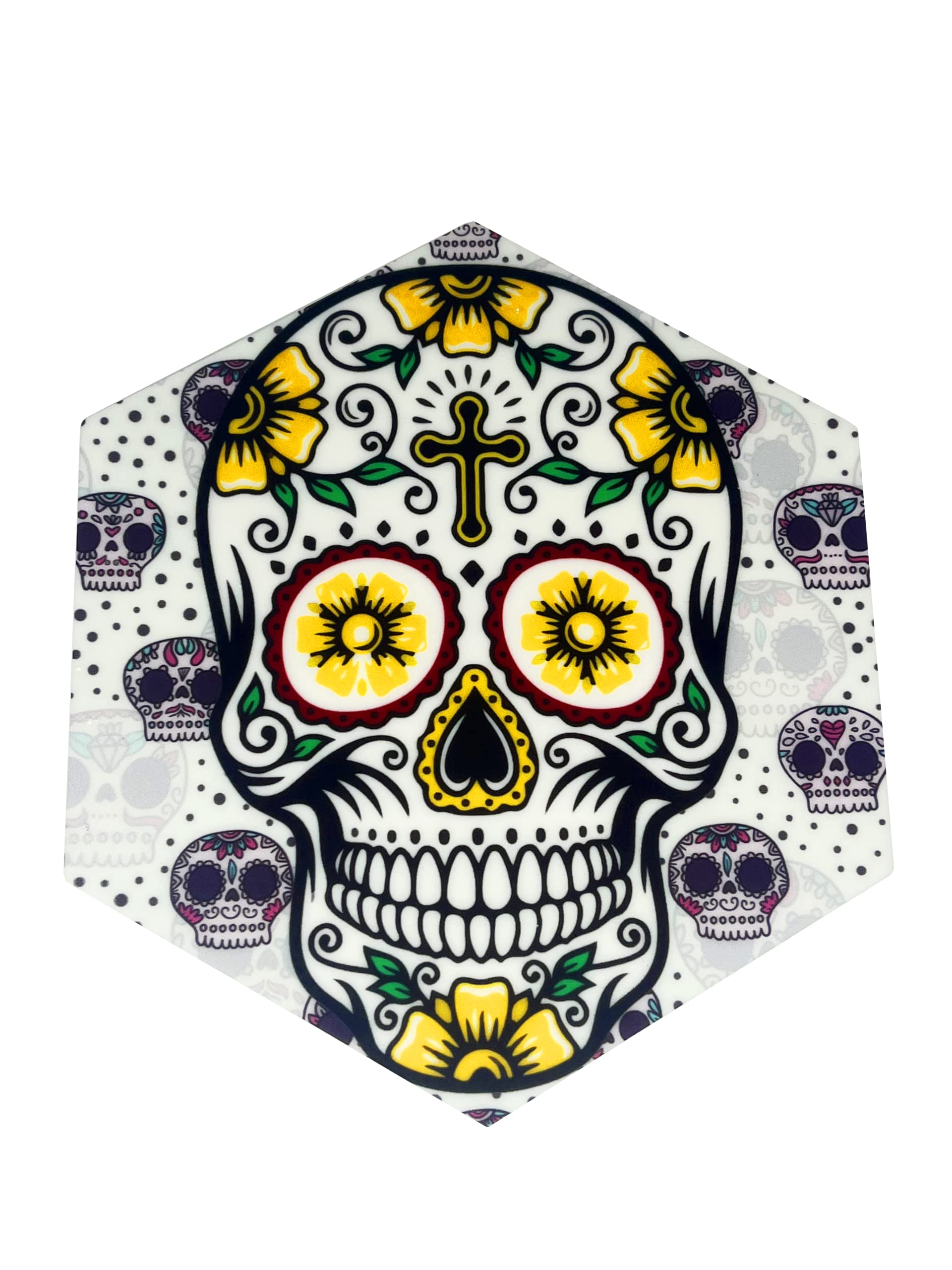 Trippy Mats - Silicone Heat Resistant Cooking Mat, Wax Mat, Cool Designs, Hexagon Non Stick Mat. (Sugar Skull Mat)