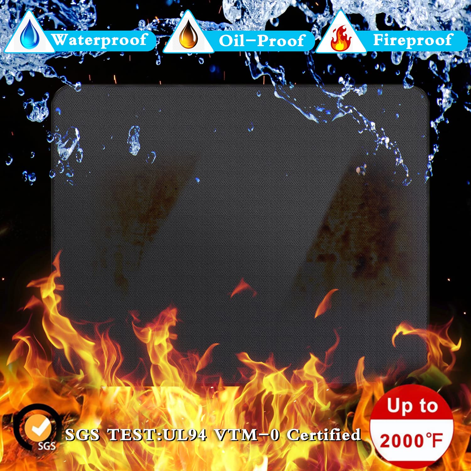 UBeesize Thickened 48x36 inches Under Grill Mat for Outdoor Grill,Double-Sided Fireproof Grill Pad for Fire Pit,Indoor Fireplace Mat Fire Pit Mat,Oil-Proof Waterproof BBQ Protector for Deck and Patio