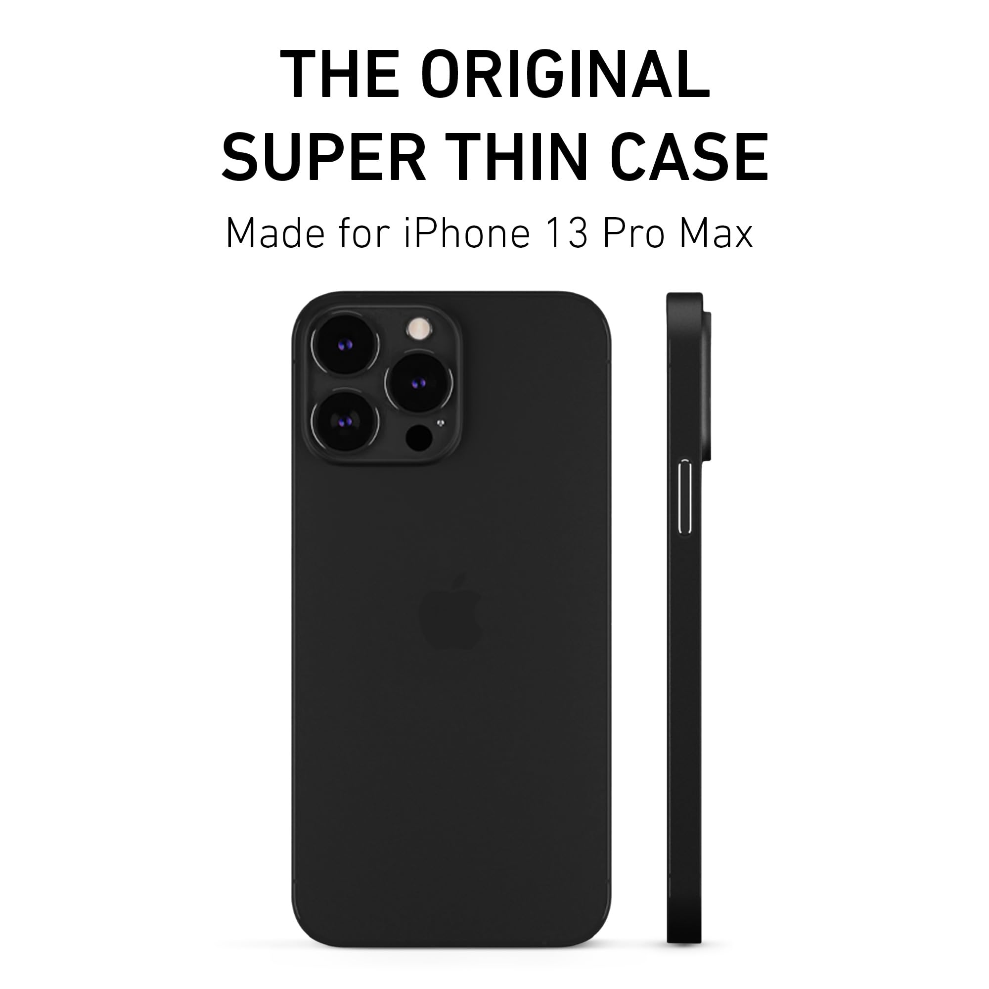 PEEL Original Super Thin Case Compatible with iPhone 13 Pro Max (Black) - Sleek Minimalist Design, Branding Free, Ultra Slim - Protects & Showcases Your Device