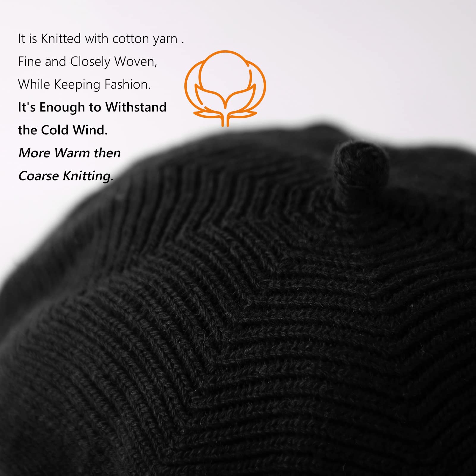 SONMONY Knitted Berets for Women Winter Fall French Hat with Little Tail Solid Color Slouchy Beanie Cap Artist Painter Hat