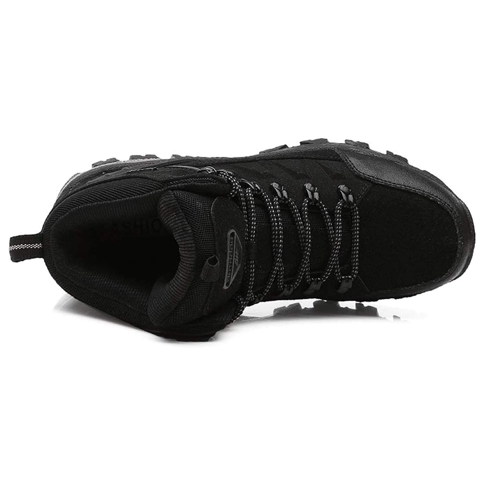 WASERCE Men's Waterproof Cold-Weather Boots Mid Soft Toe Leather Insulated Work Boots Construction Rubber Sole for Outdoor Hiking Winter Snow (8.5,Black