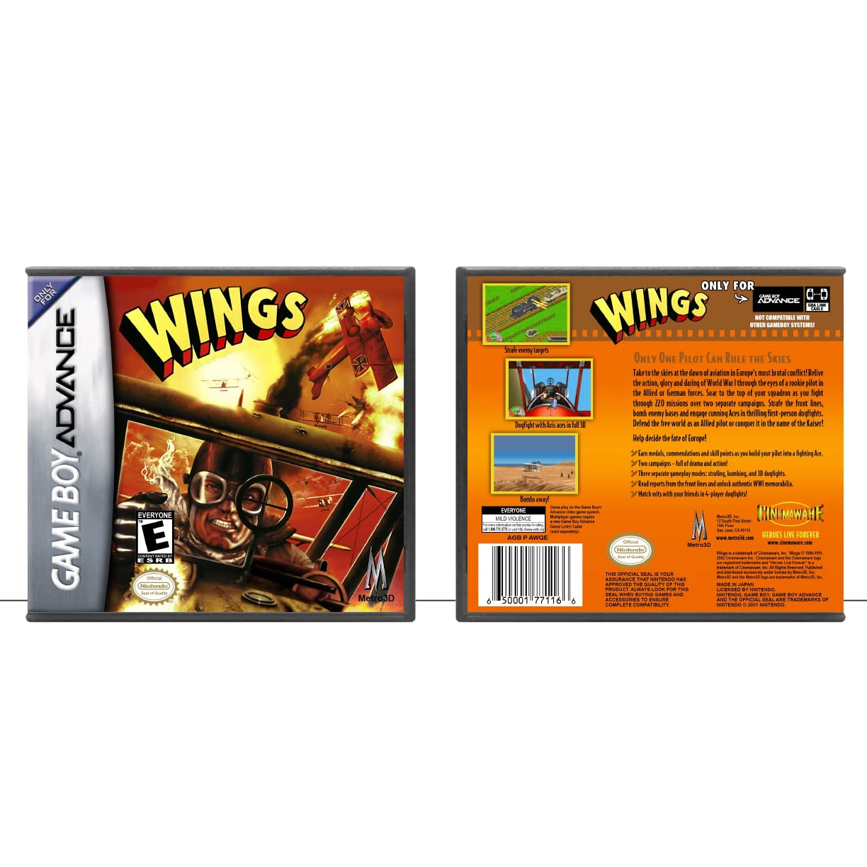 Wings | (GBA) Game Boy Advance - Game Case Only - No Game
