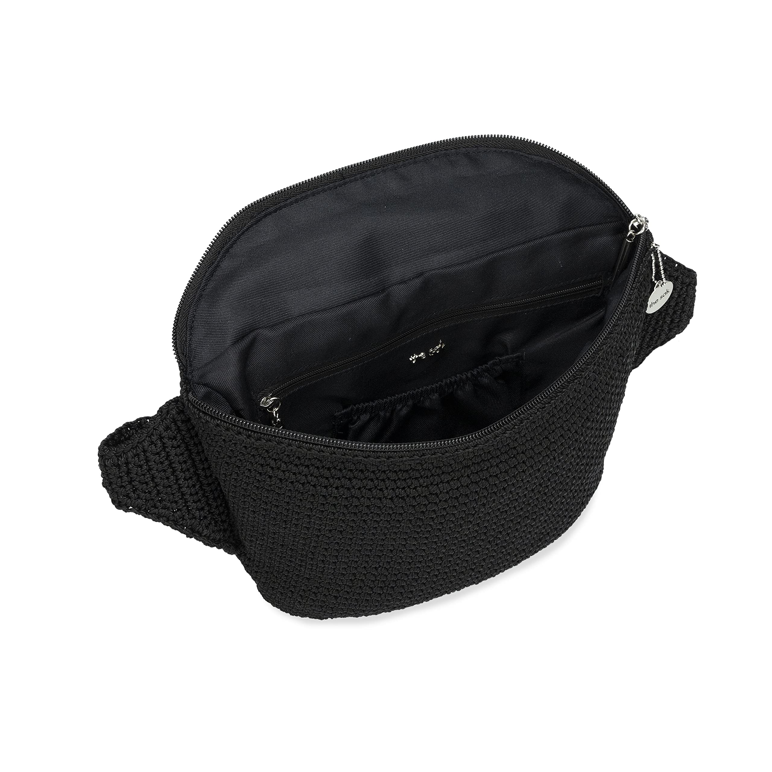 The Sak Caraway Adjustable Belt Bag in Crochet, Convertible Purse, Multi-Use Design, Black