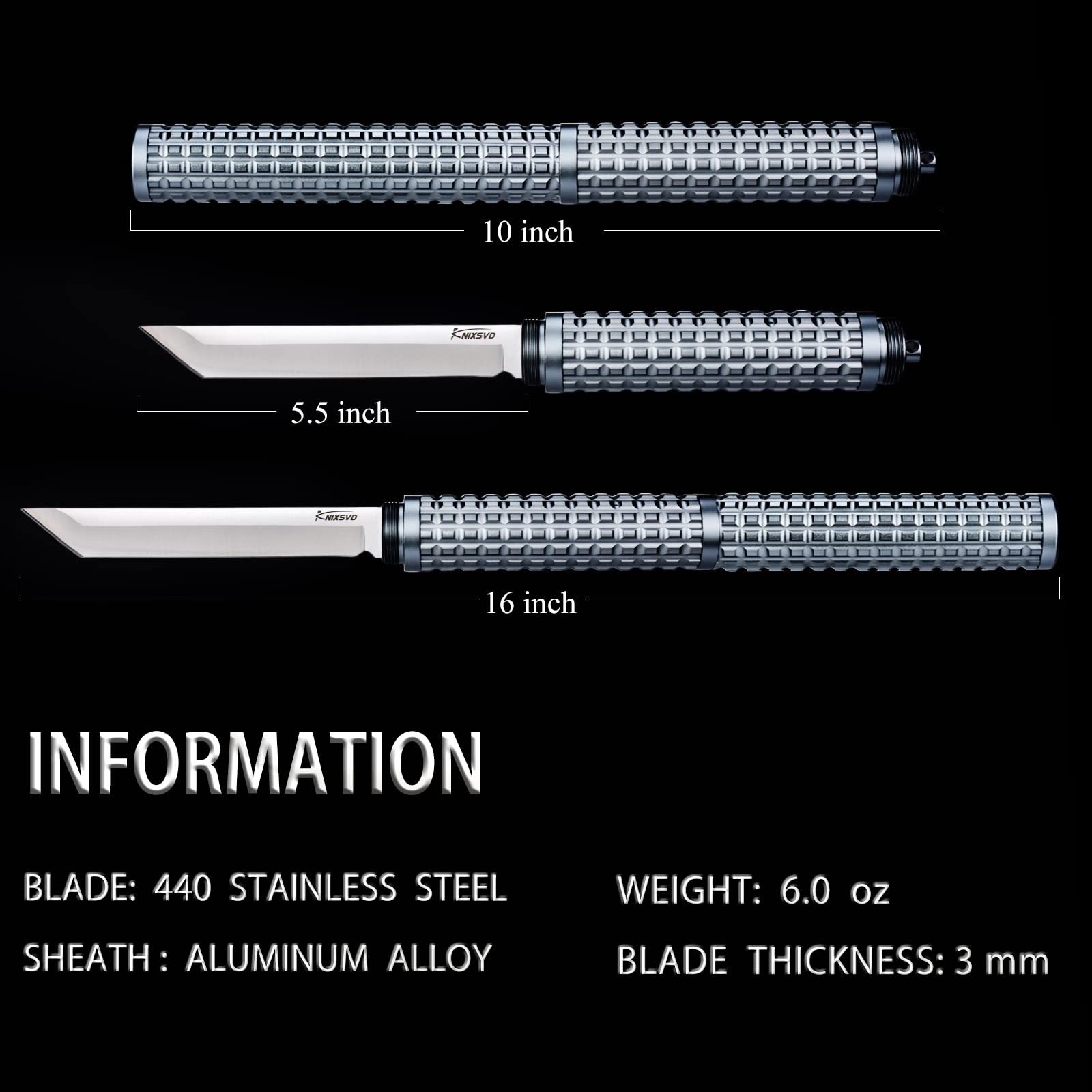VALHALLA Fixed Blade Knife With Sheath, Survival Knife With Razor-sharp 440 Blade, Outdoor knives for men survival camping hunting Cool Knife with sheath (gray)