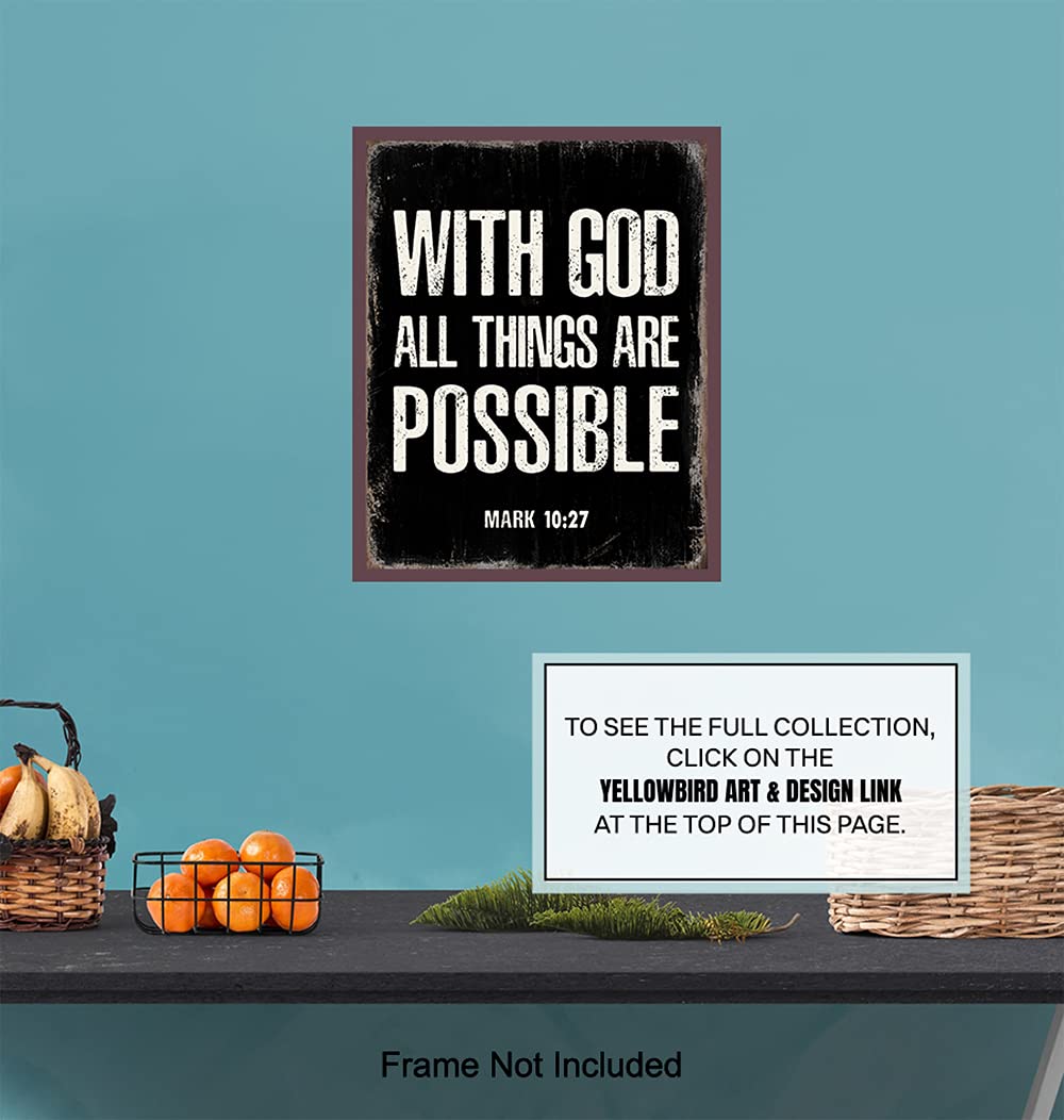 With God All Things Are Possible - Religious Wall Decor - Scripture Wall Art - Bible Verses Wall Decor- Spiritual Inspirational Motivational Religious Gifts for Men - Catholic Christian Gifts for Men