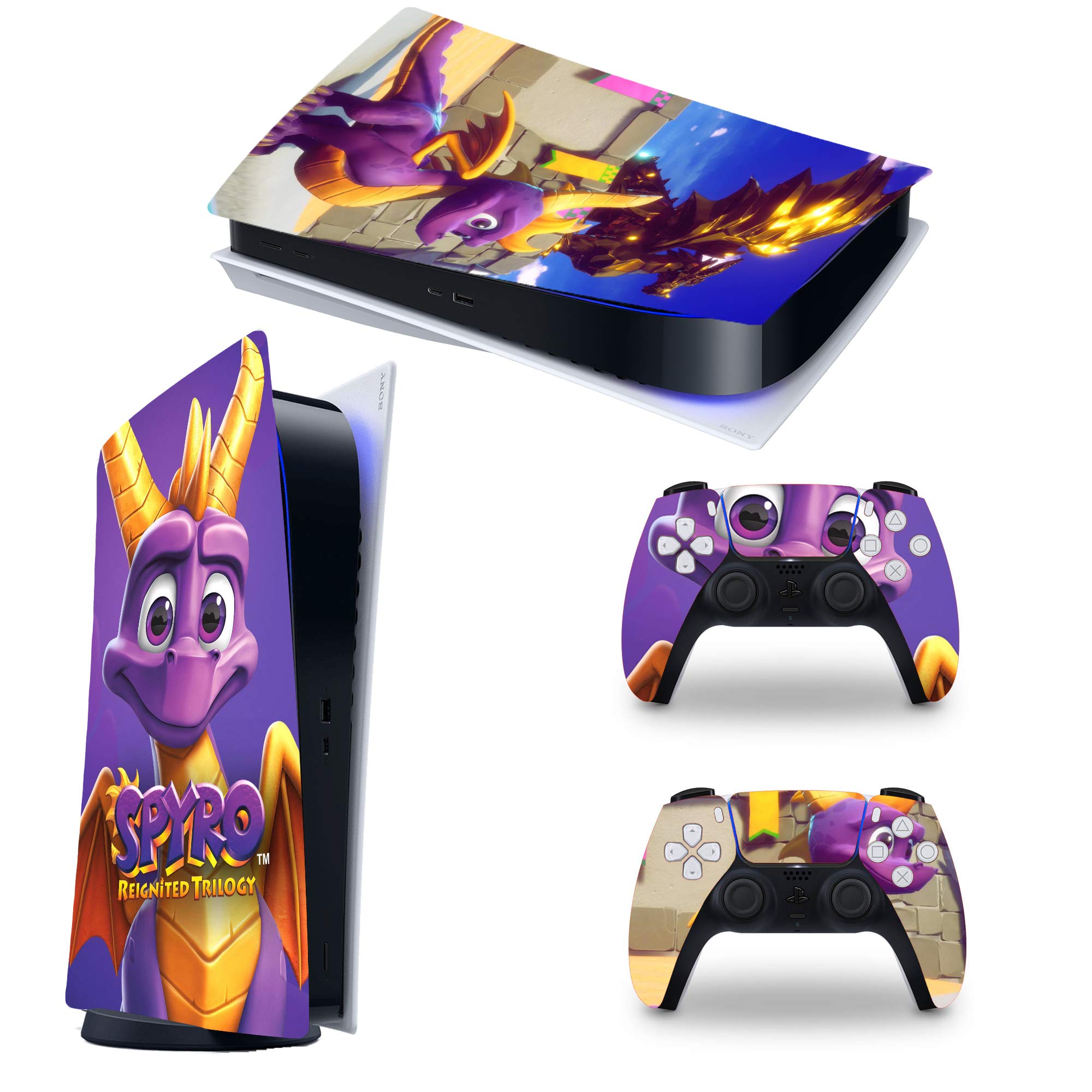 Playstation 5 Digital Edition Skin Set – Ba Dragon Aventure - HD Printing Vinyl Skin Cover Protective for PS5 Digital Edition Console and 2 PS5 Digital Edition Controller