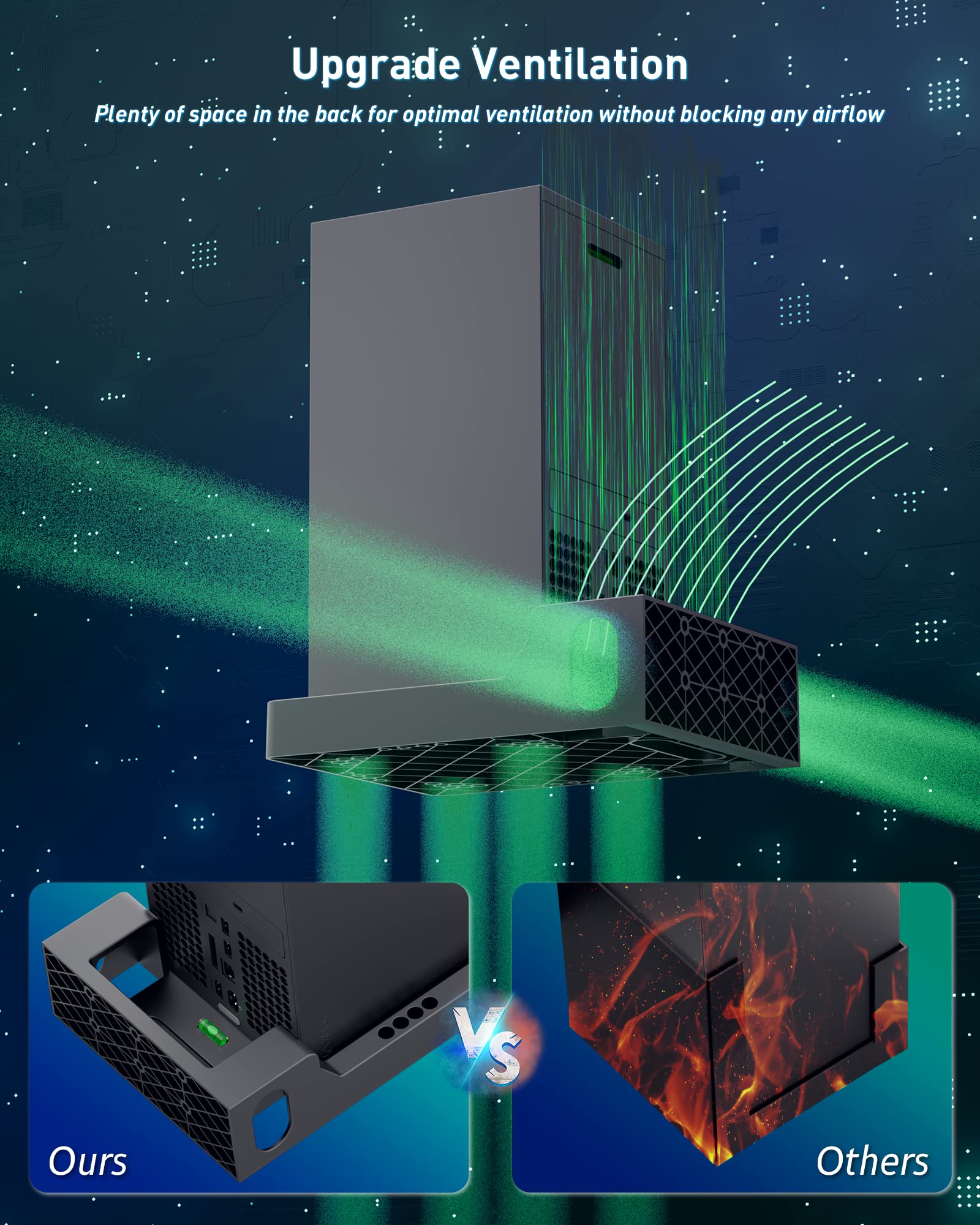 Wall Mount Kit with Cooling Fan for Xbox Series X, Wiilkac Series X Wall Mount kit and Cooling system with 6 Detachable Hooks and RGB Lights, Safely Store and Efficiently Cool Your Console