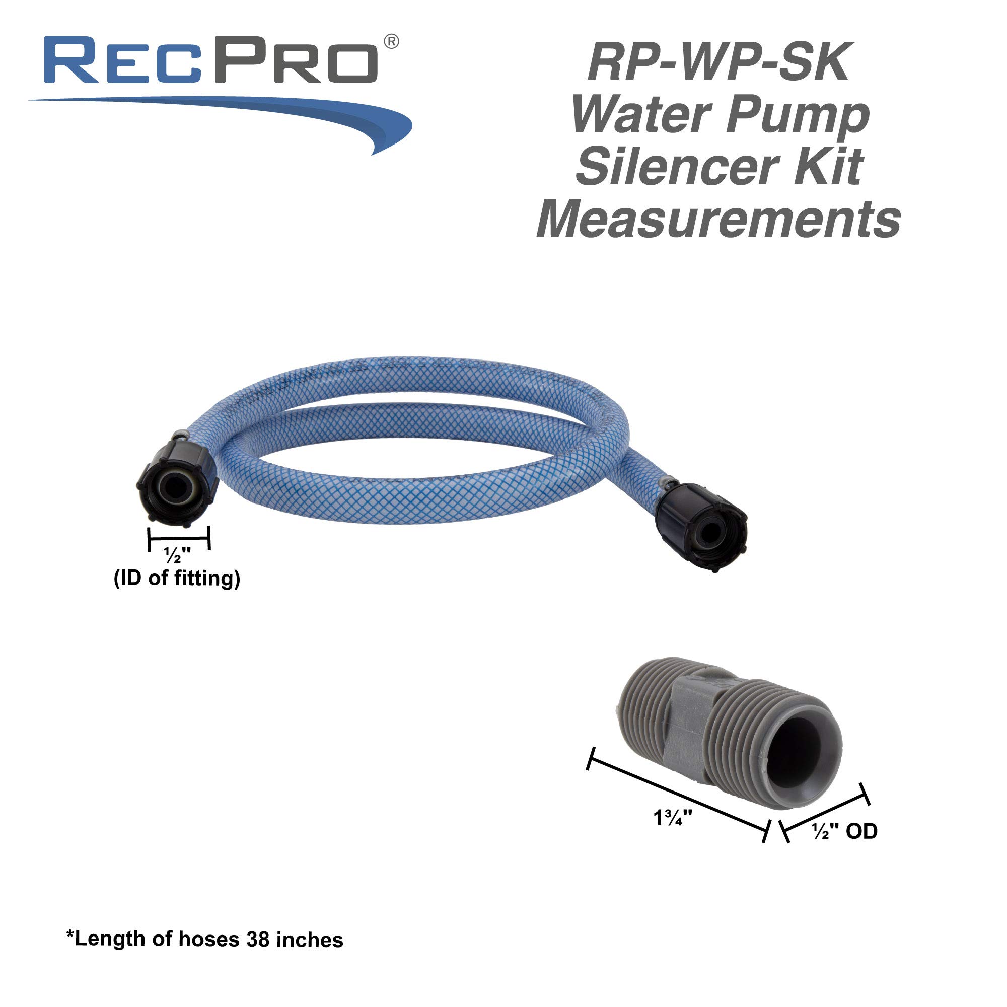 RecPro RV Water Pump Silencer Hose Kit | RV Plumbing | Fresh Water Tank Silencer