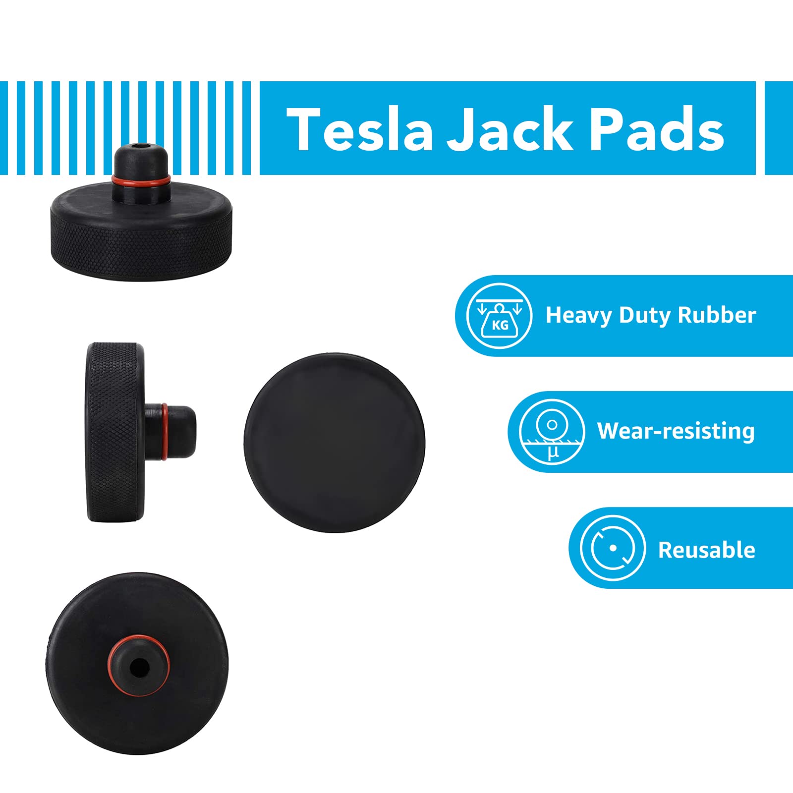 Motrobe Tesla Jack Pad Lifting Jack Pucks Stand Accessories for Protects Battery and Chassis Compatible with Tesla Model 3/S/X/Y, 4 Pucks with Storage Case