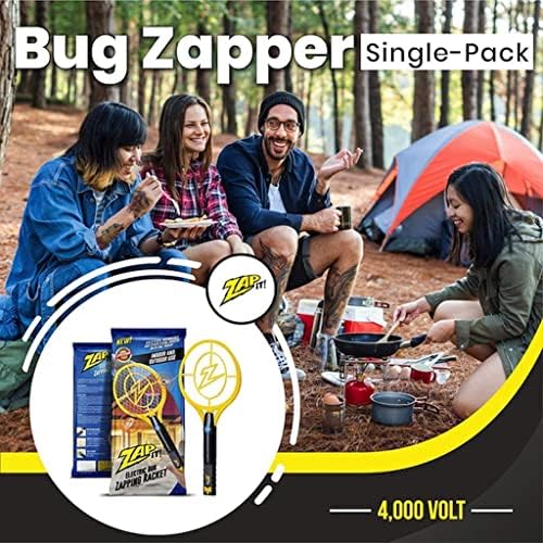 Zap It! Bug Zapper - Rechargeable Mosquito, Fly Killer & Bug Zapper Racket - Electric Fly Swatter Racket - 4,000 Volt - USB Charging, Super-Bright LED Light to Zap - Safe to Touch (Yellow, Medium)