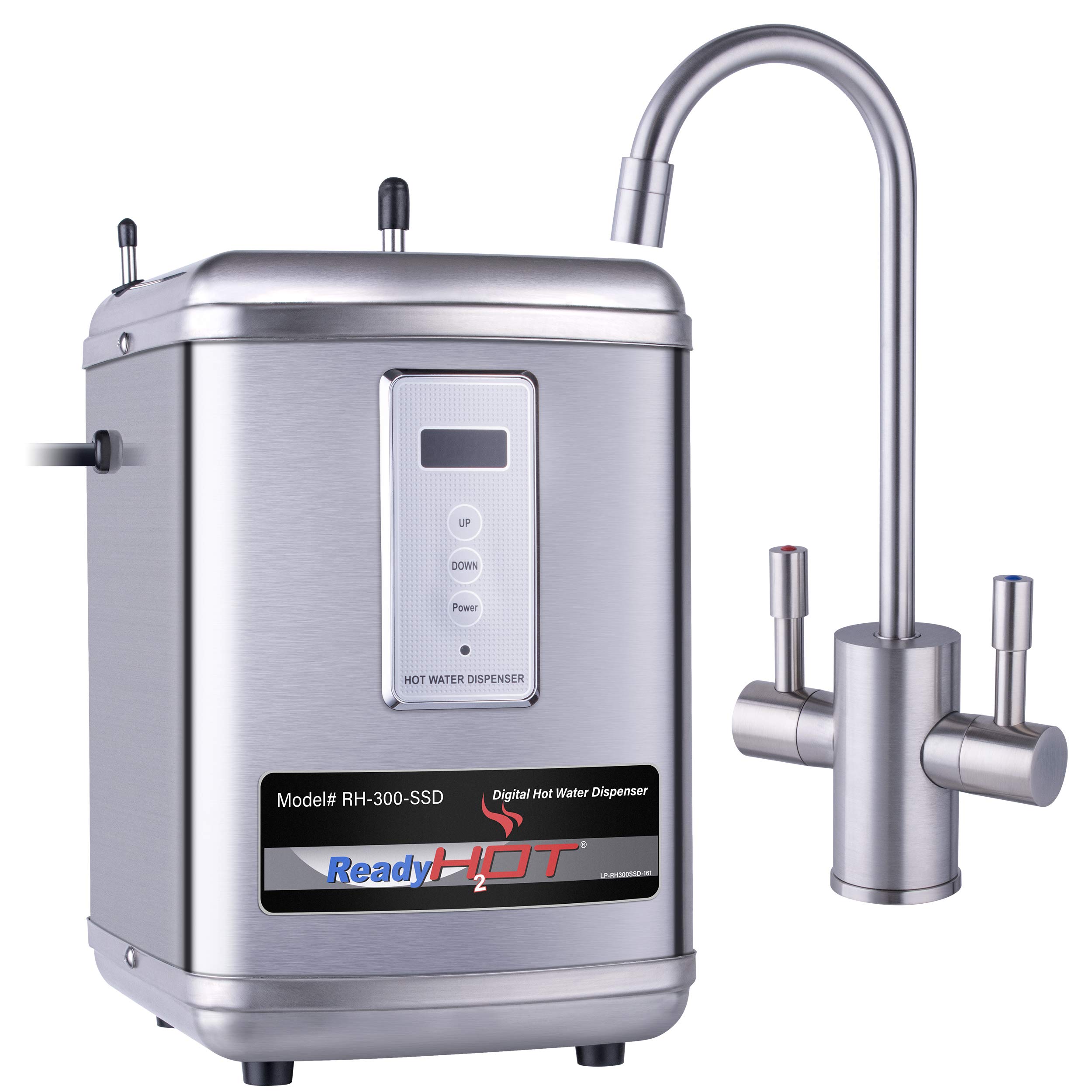Ready Hot 41-RH-300-F560-BN Instant Hot Water Dispenser System, 2.5 Quarts, Digital Display Dual Lever Hot and Cold Water Faucet Brushed Nickel