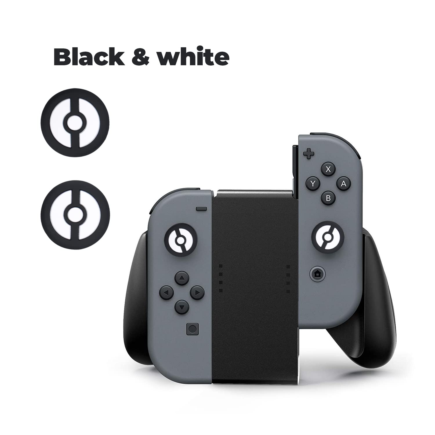 Thumb Grip Set Joystick Caps Compatible with Nintendo Switch/OLED/Lite Console,Silicone Analog Stick Caps for Switch Joy-Con Controllers – White+Black,2 Pairs