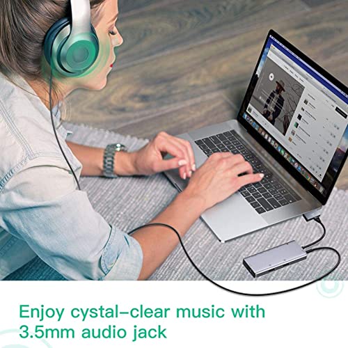USB-C Hub High Speed Portable 10 in 1 Dual Type-C to Dual -Compatible VGA USB-C Adapter Compatible with Pro/Air
