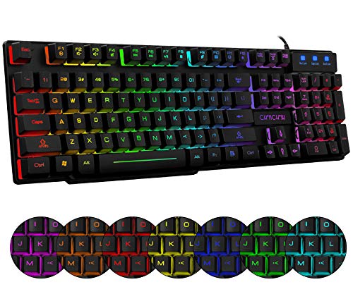 RGB Gaming Keyboard and Mouse Combo CHONCHOW 991b Rainbow Led Backlit 7 Colors Office Ergonomic Keyboard with Mice 4800 DPI Adjustable competible with Ps4/Ps3 Windows 7/8/10 Mac PC