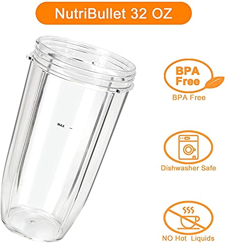 NutriBullet Replacement 32-Ounce Cups Compatible With NUTRiBULLET Blender Cup (Pack of 2) | Replacement Parts & Accessories Compatible With NutriBullet | Fits NutriBullet 600w and Pro 900w Blender