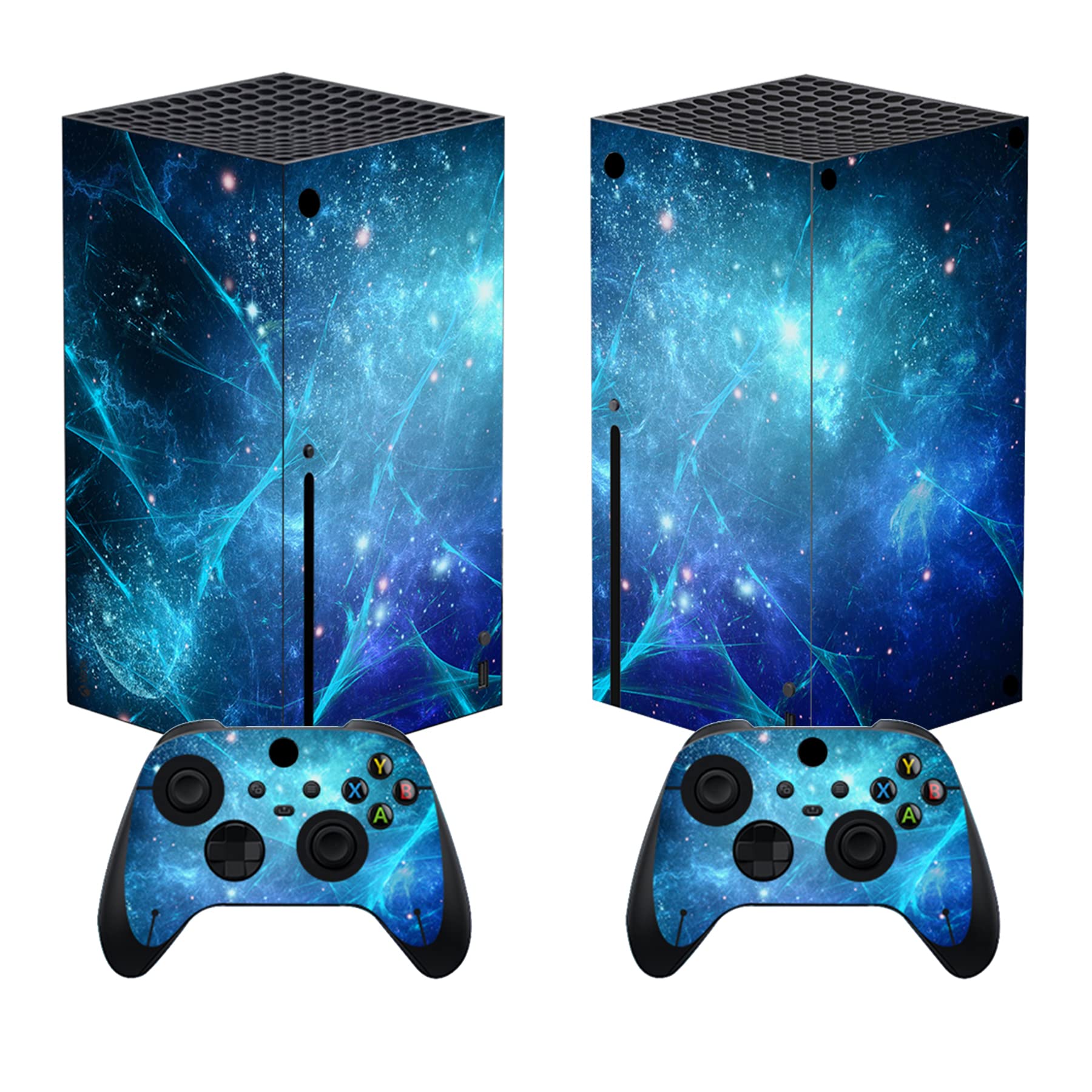 PlayVital Blue Nebula Custom Vinyl Skins for Xbox Core Wireless Controller, Wrap Decal Cover Stickers for Xbox Series X Console Controller