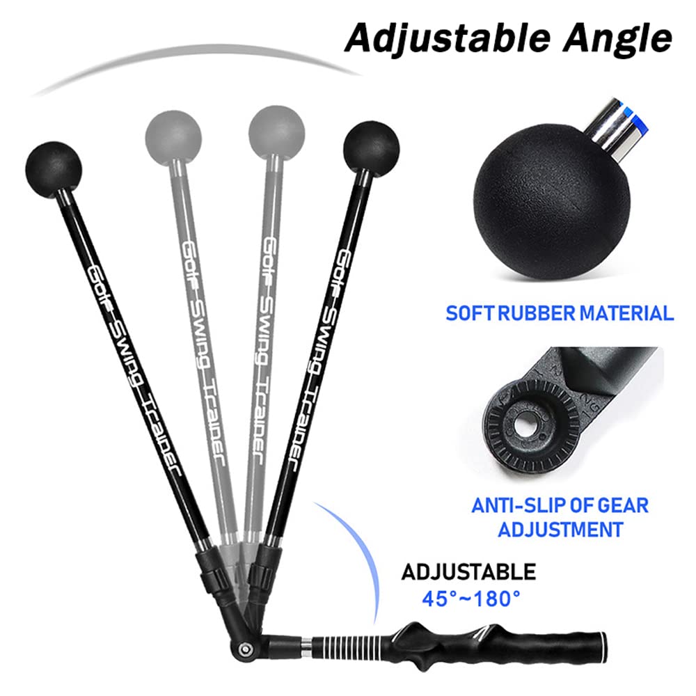 STONESTAR Golf Swing Trainer, Angle Adjustable Golf Swing Master Foldable Golf Swing Trainer Aid Stick, Golf Training Aid to Improve Hinge, Forearm Rotation, Shoulder Turn (Blue, Right Hand)