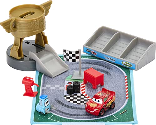 Mattel Disney and Pixar Cars Mini Racers Playset, On-the-Go Piston Cup Race with 1 Mini Toy Car, Accessories & Portable Case