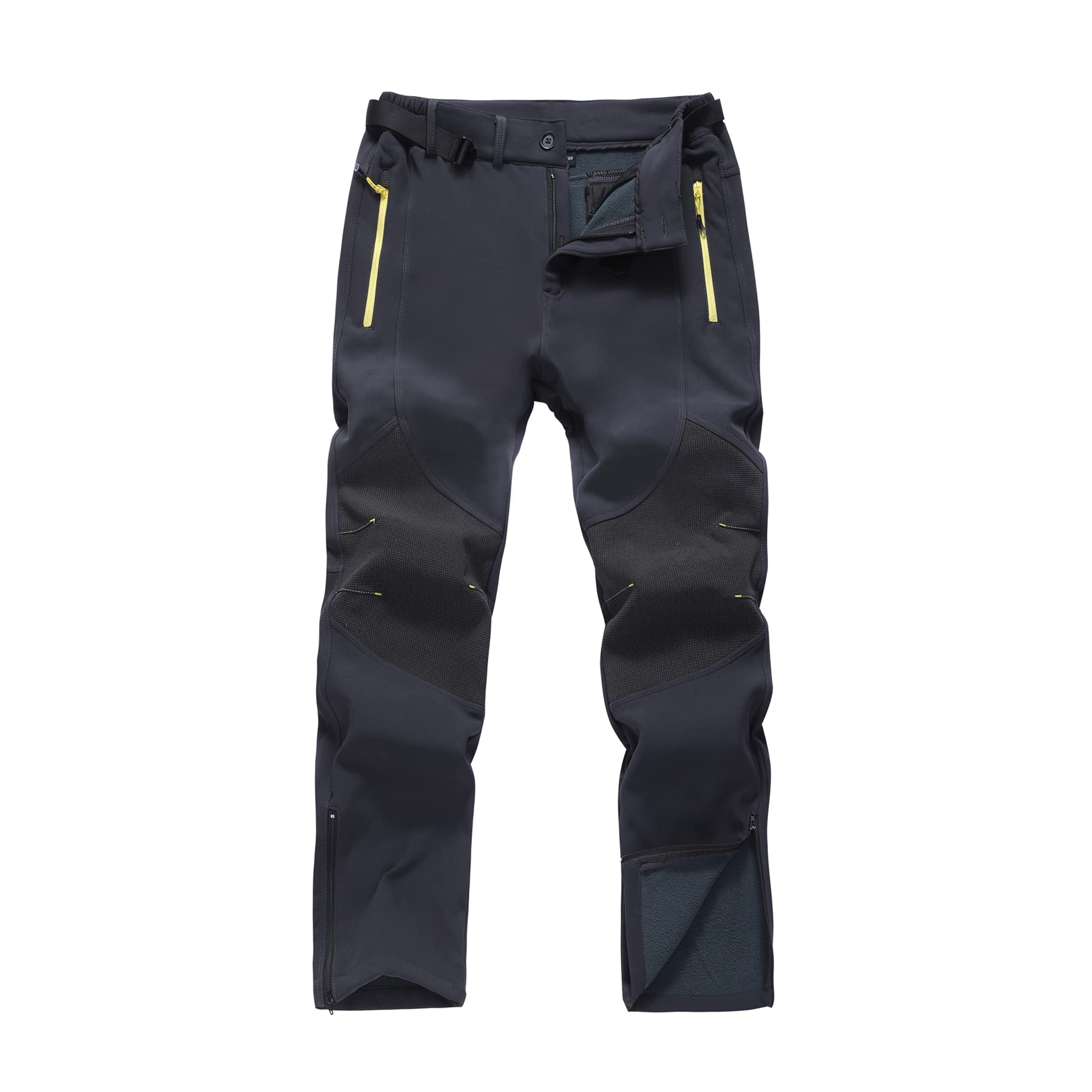 Snowcrew Mens Snow Ski Outdoor Waterproof Pants Zipper Pockets Lightweight Softshell Hiking Fleece Lined