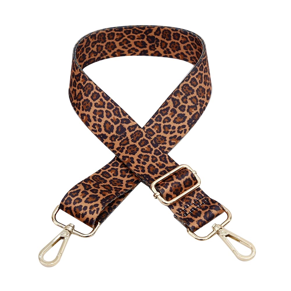 Zcargel Leopard Print Bag Straps, 3.8Cm Leopard Print Cross Straps Adjustable Length 80-140Cm Leopard Print Strap for Crossbody Canvas Bag Purse Handbag Guitar