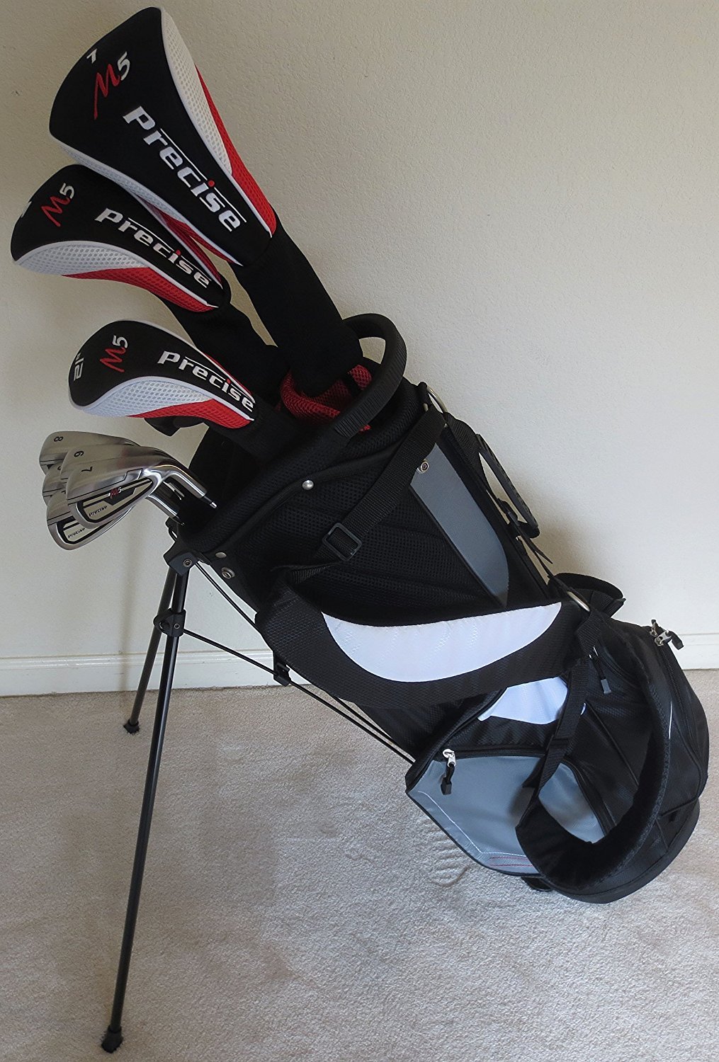 Mens Complete Golf Club Set Driver, Fairway Wood, Hybrid, Irons, Putter & Stand Bag