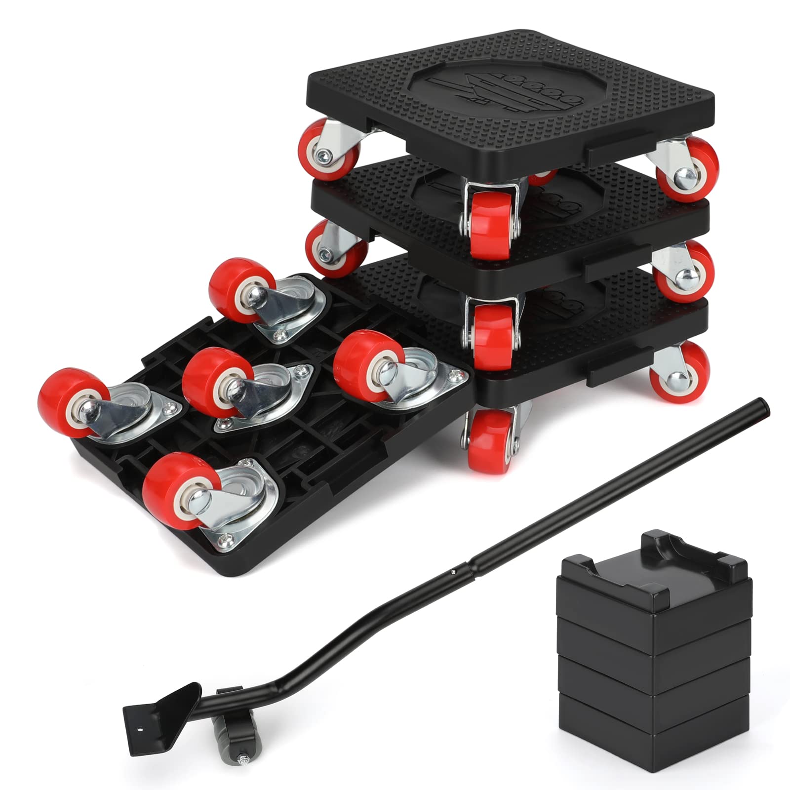 Nellyke Furniture Movers Dolly Furniture Movers with Wheels 4 Wheels Small Flat Dolly, 300 Lbs Capacity, Black